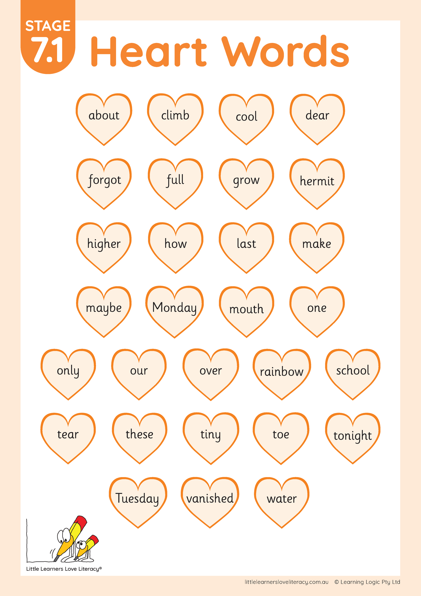 Heart Word Posters Stages 1-7 | LLLL